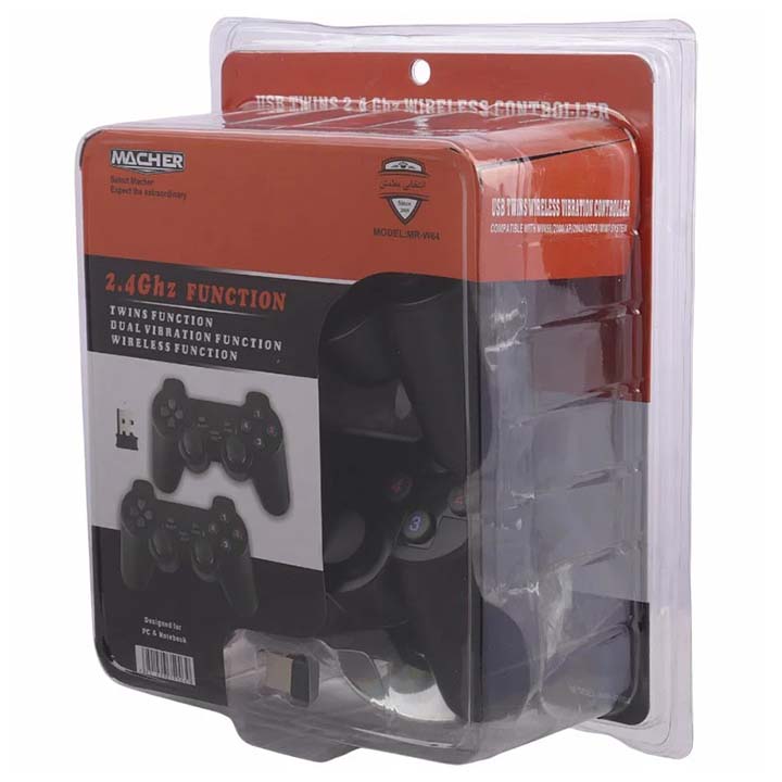 گیم پد دوبل شوک دار بی سیم مچر MACHER مدل MR-W64 | رایان مدرن