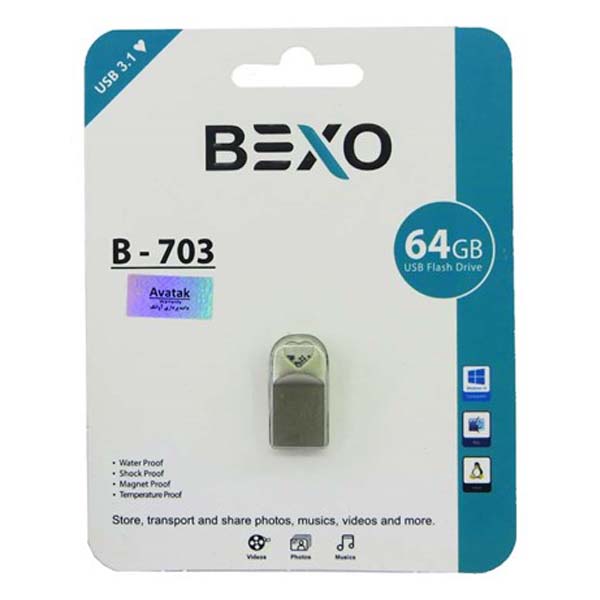 فلش مموری بکسو Bexo مدل B-703 USB 3.1 ظرفیت 64 گیگابایت | رایان مدرن