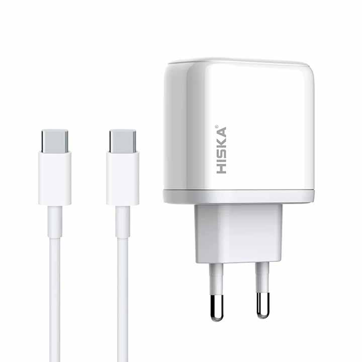 شارژر دیواری هیسکا HISKA مدل H-108 به همراه کابل دو سر Type-C | رایان مدرن